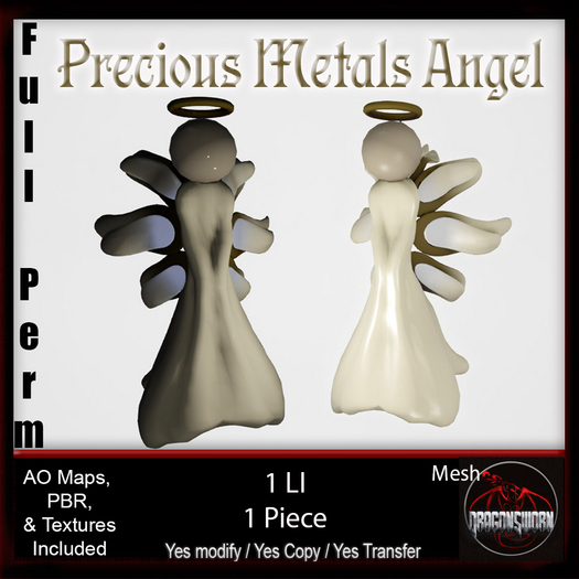 Second Life Marketplace - Full Perm Precious Metals Angel